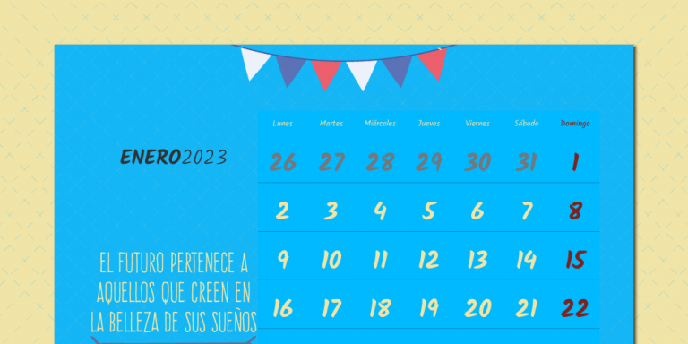 📆 Calendario Enero 2023 PDF GRATIS para imprimir