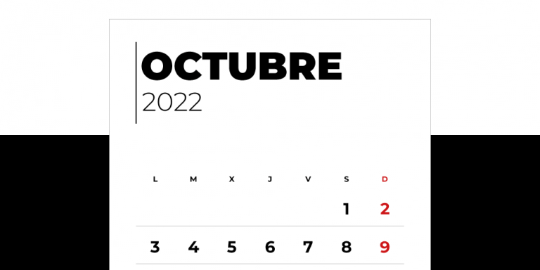 📆 Calendario Octubre 2022 PDF GRATIS para imprimir