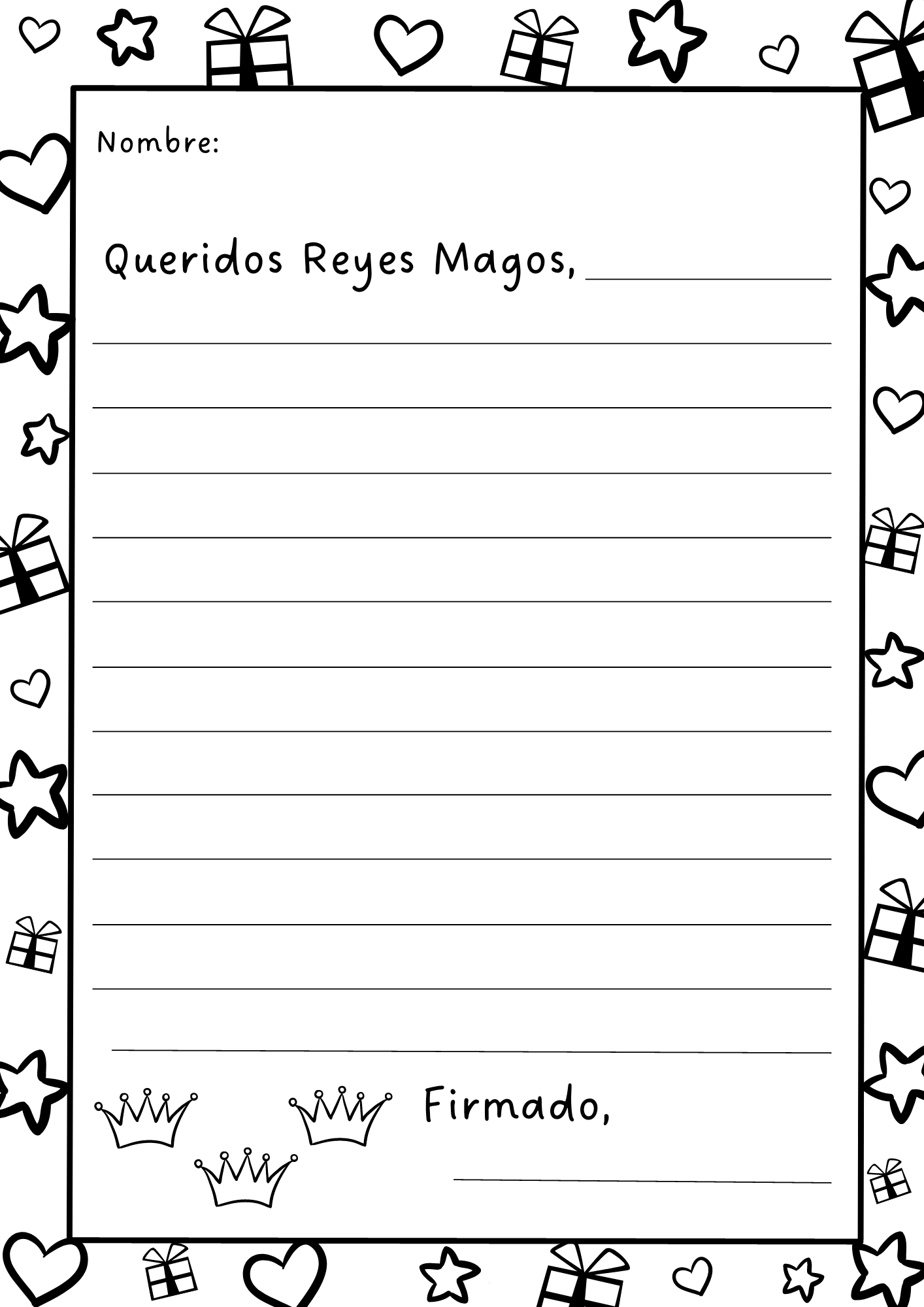 Plantilla carta a los Reyes Magos 🎁 PDF GRATIS para imprimir