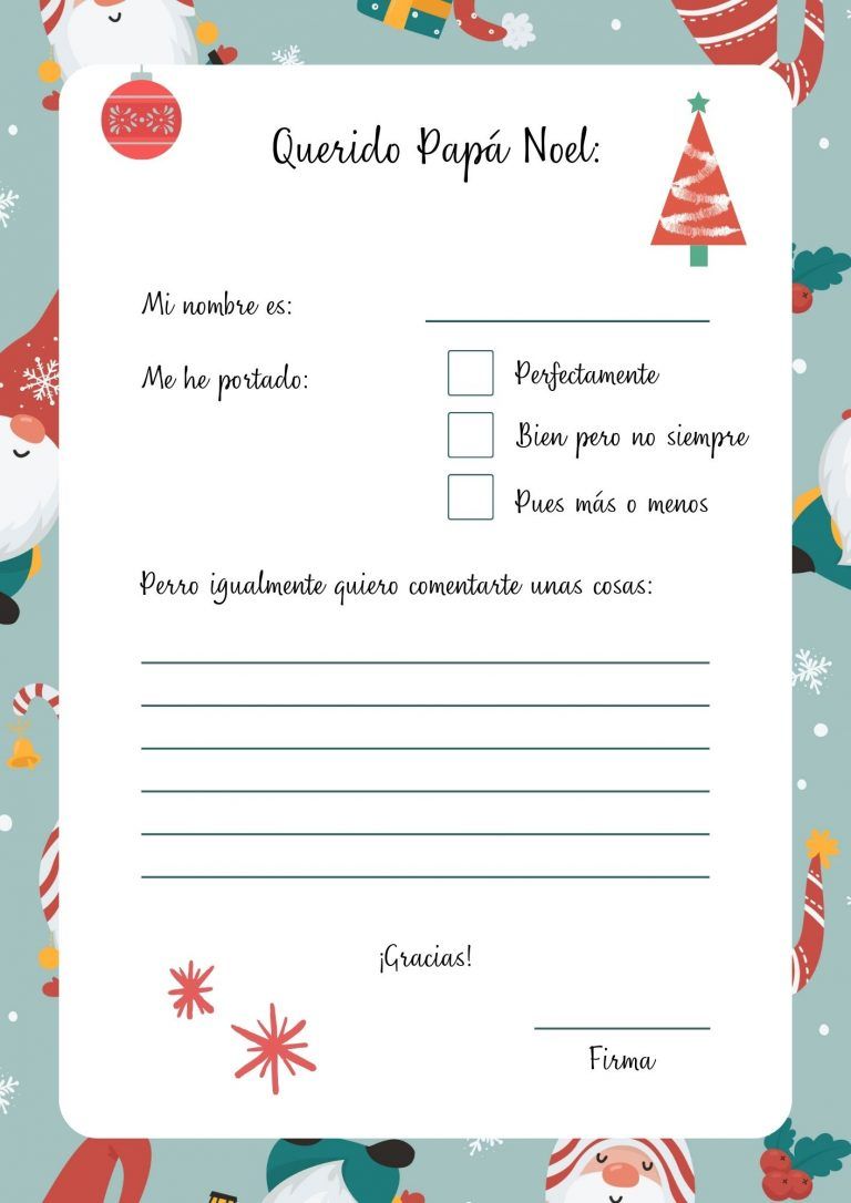 Plantilla carta a Papá Noel 🎁 PDF GRATIS para imprimir