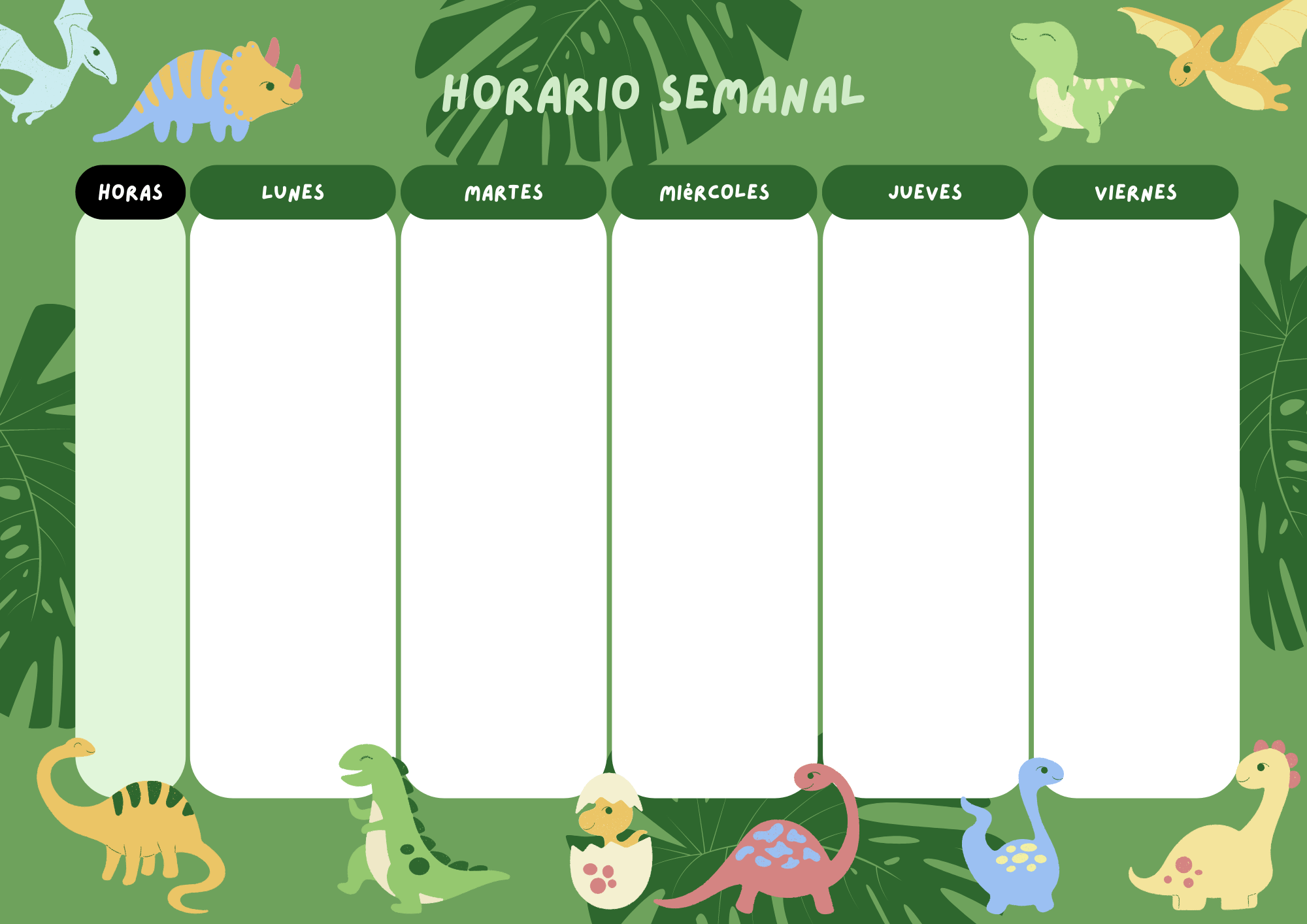 Plantilla horario escolar para imprimir 📆 PDF GRATIS