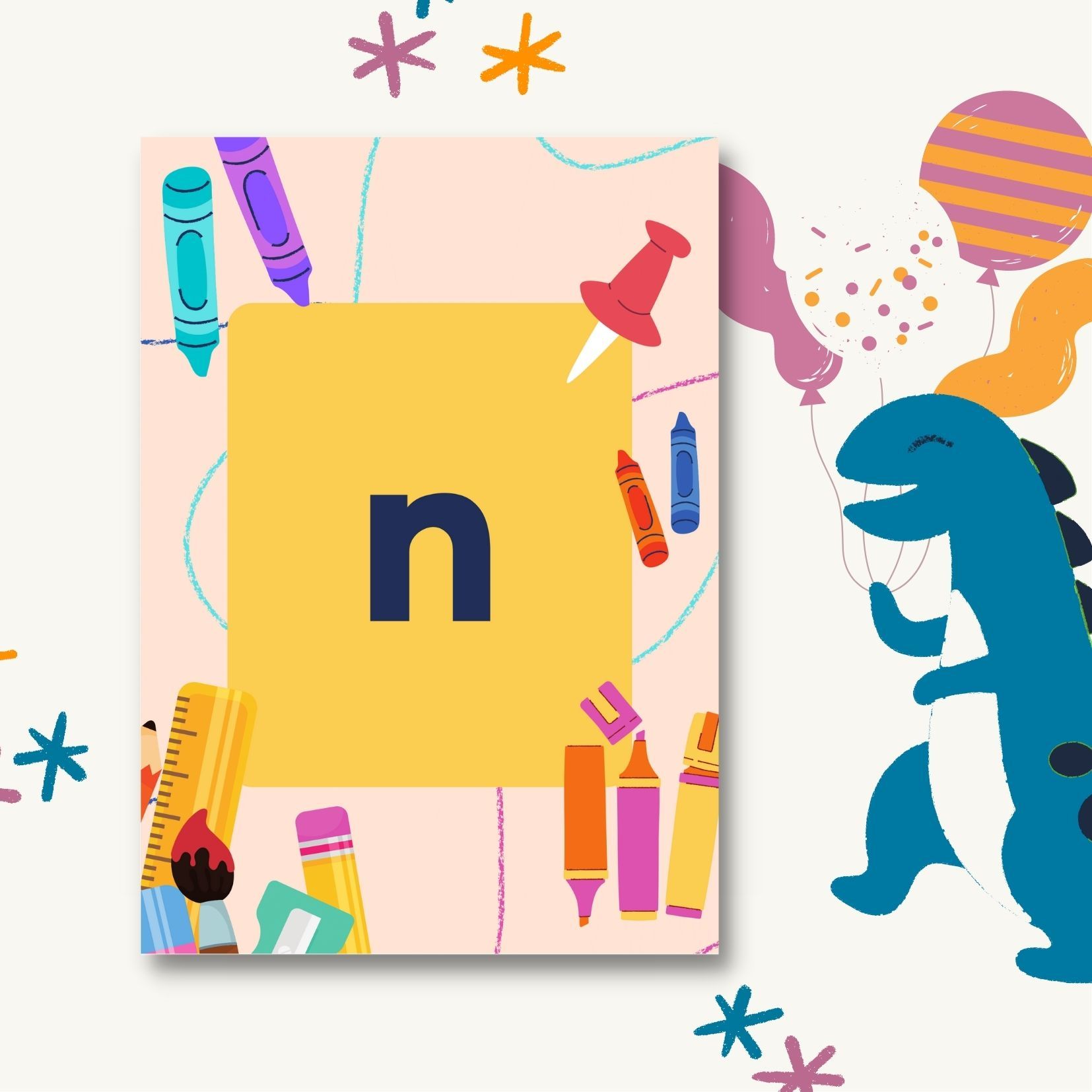 Plantilla de la letra N para imprimir 🖍️ PDF GRATIS originales