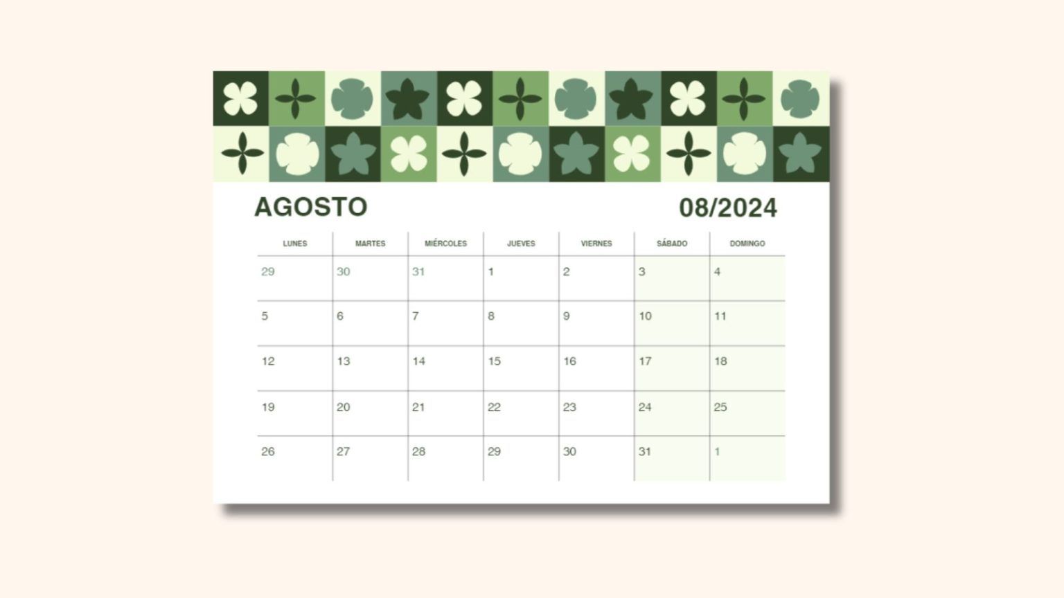 📅 Calendario Agosto 2024 PDF GRATIS para imprimir
