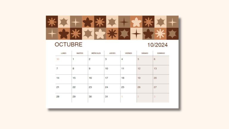 📅 Calendario Octubre 2024 PDF GRATIS para imprimir